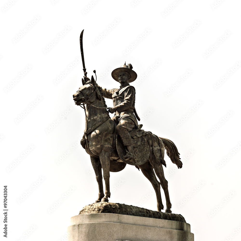 The Statue of King Taksin. The Great King Taksin riding on a horseback ...