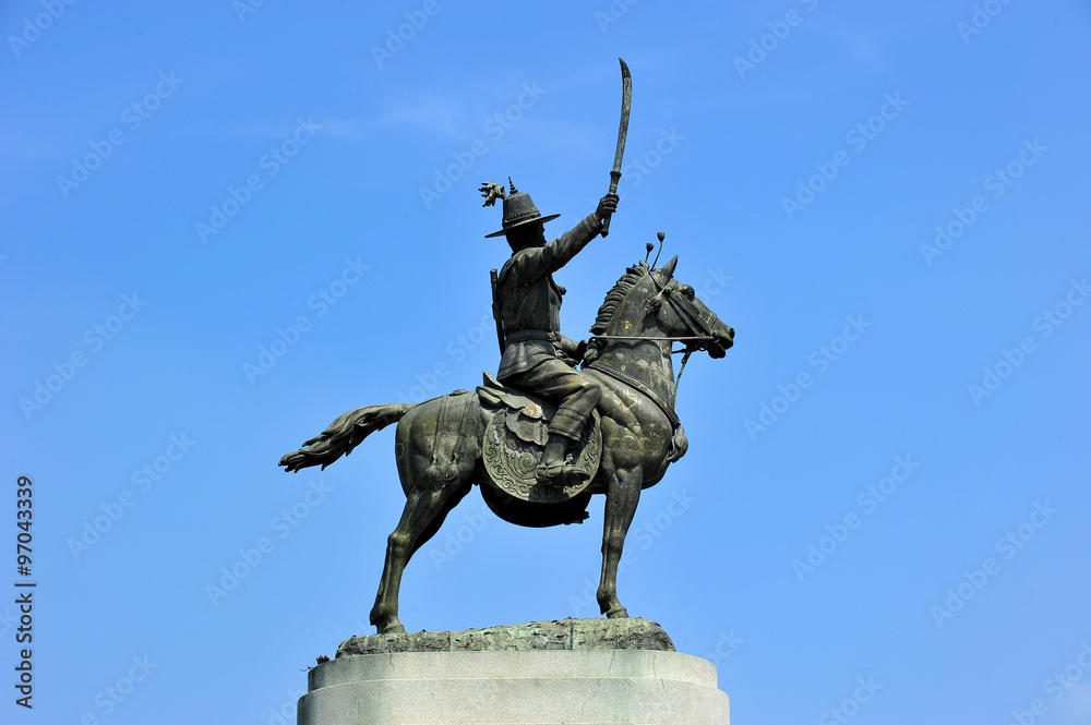 The Statue of King Taksin. The Great King Taksin riding on a horseback ...