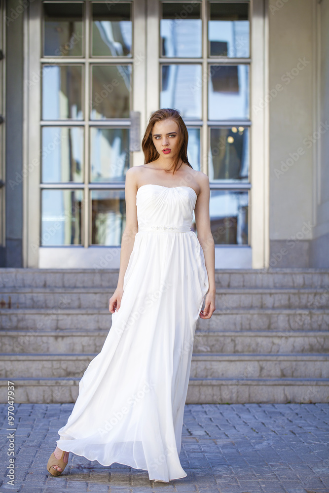Full length portrait of beautiful model woman with long legs wea Stock ...