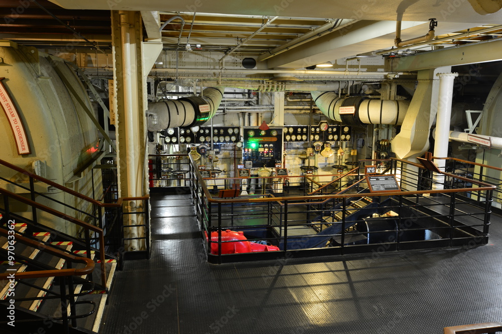 The engine room of the RMS Queen Mary. Stock Photo | Adobe Stock