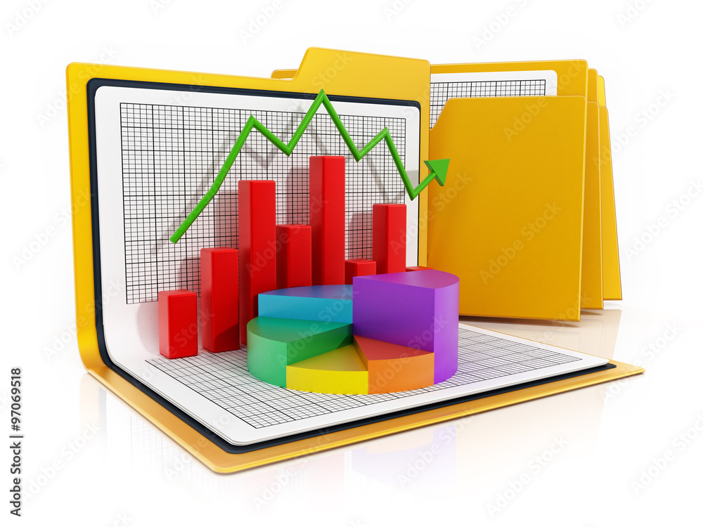 Business charts and diagrams inside folder Stock Illustration | Adobe Stock