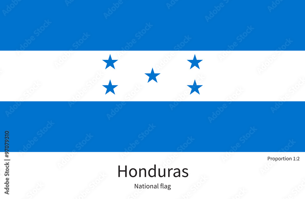 National flag of Honduras with correct proportions, element, colors ...