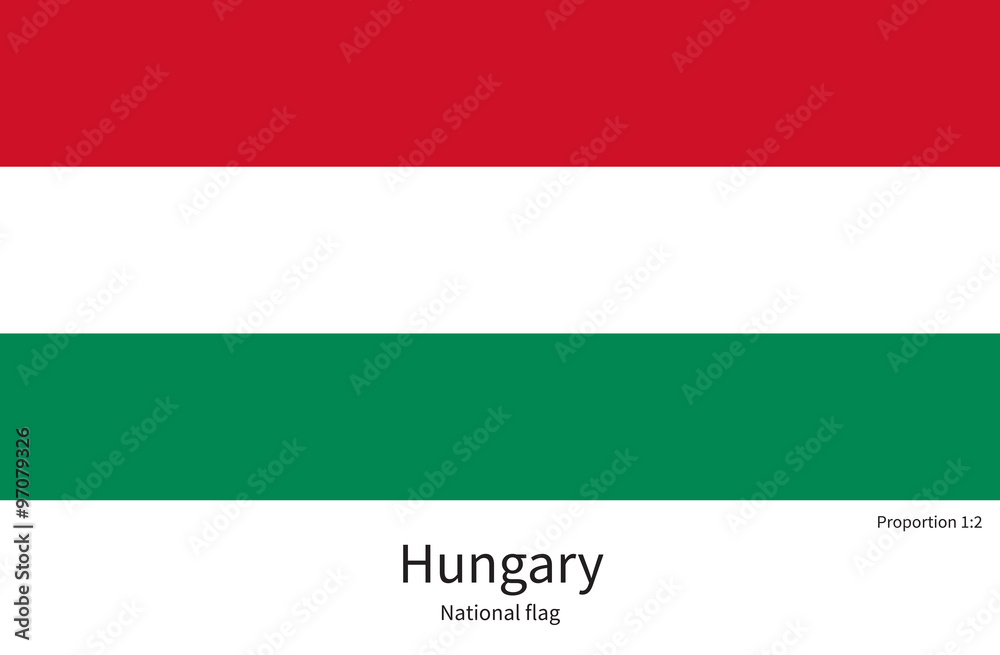 National flag of Hungary with correct proportions, element, colors ...