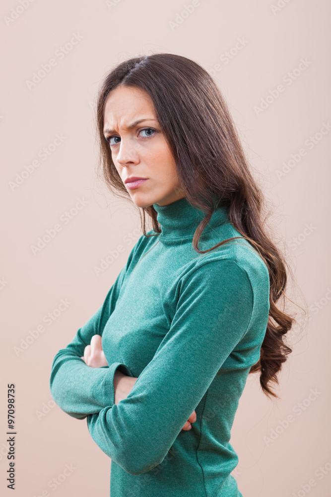 Portrait of displeased and angry woman Stock Photo | Adobe Stock