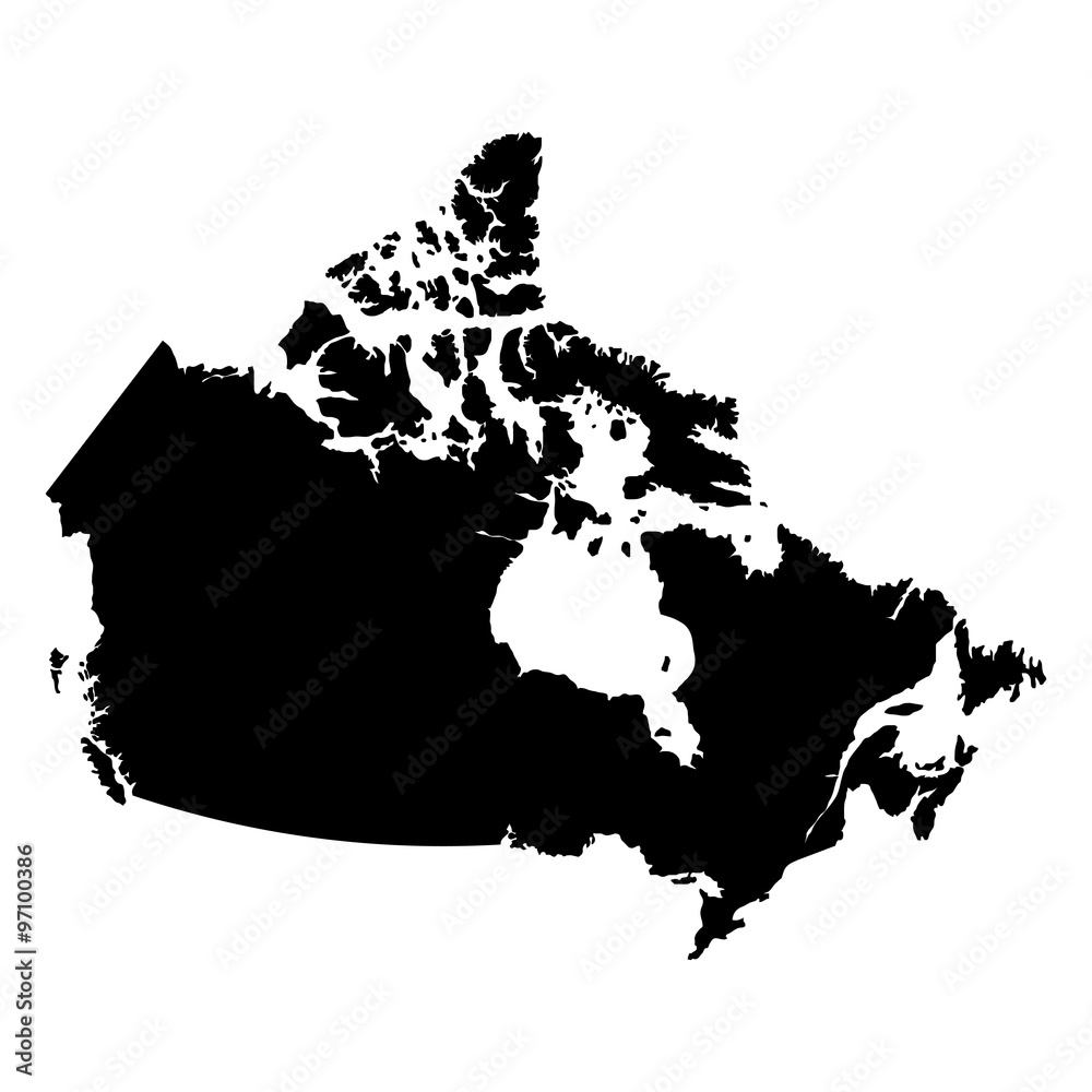 Canada black map on white background vector Stock Vector | Adobe Stock