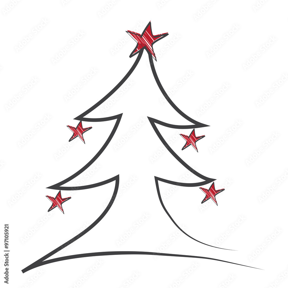 Weihnachtsbaum mit Sterne Stock-Vektorgrafik | Adobe Stock
