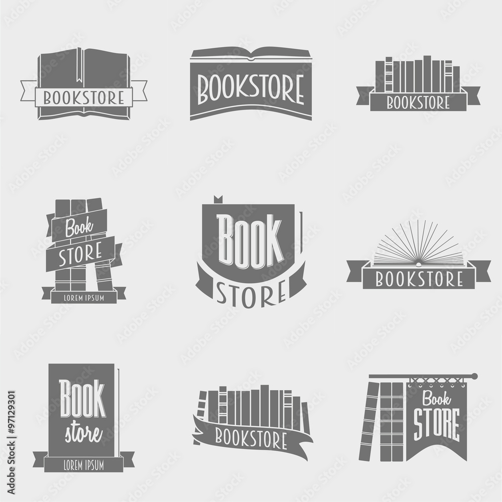 set of vector book store logo design concepts Stock Vector | Adobe Stock