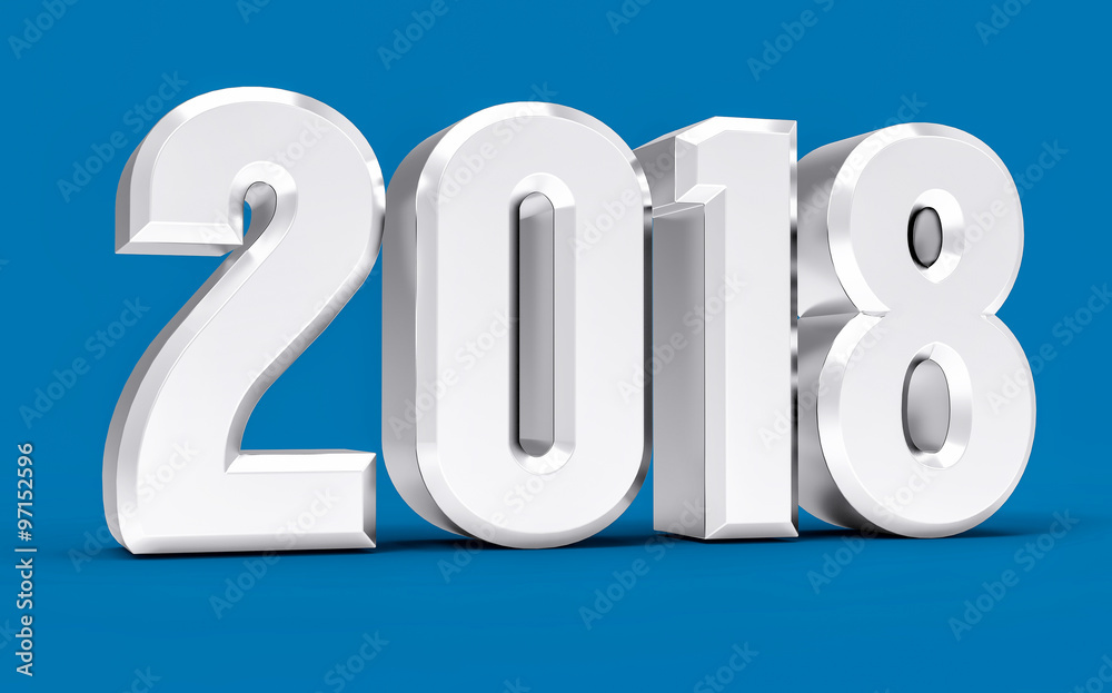 3D Isolated Blue 2018 Year | Uwalls.co.uk