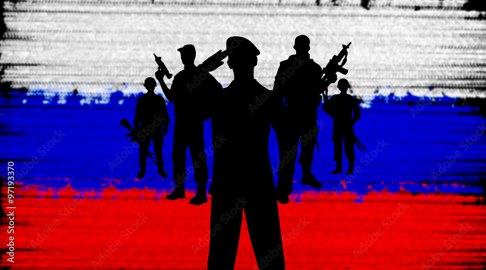 Russian soldiers on flag background Stock Illustration | Adobe Stock