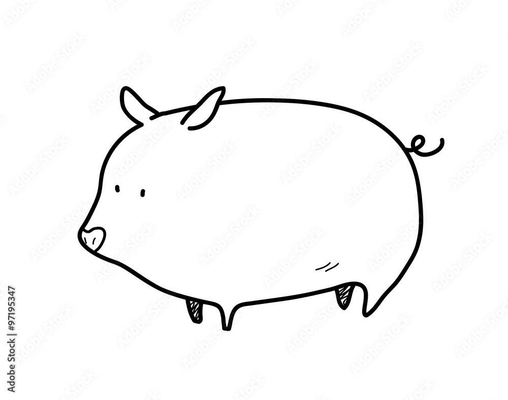 Pig Doodle, a hand drawn vector doodle illustration of a pig. Stock ...