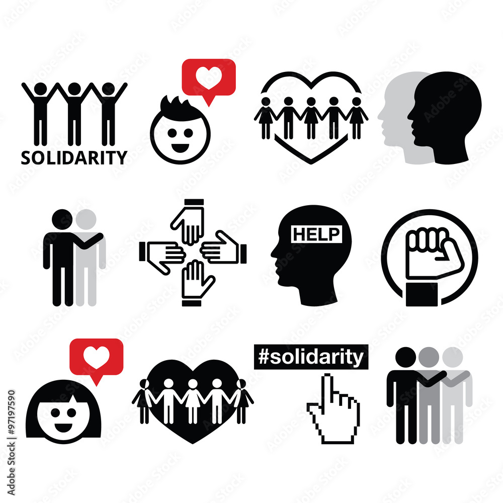 Human Solidarity icons, people helping each other design Stock Vector ...