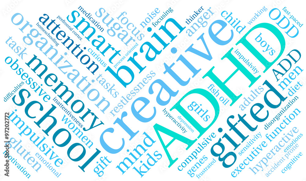 ADHD Word Cloud Stock Vector | Adobe Stock