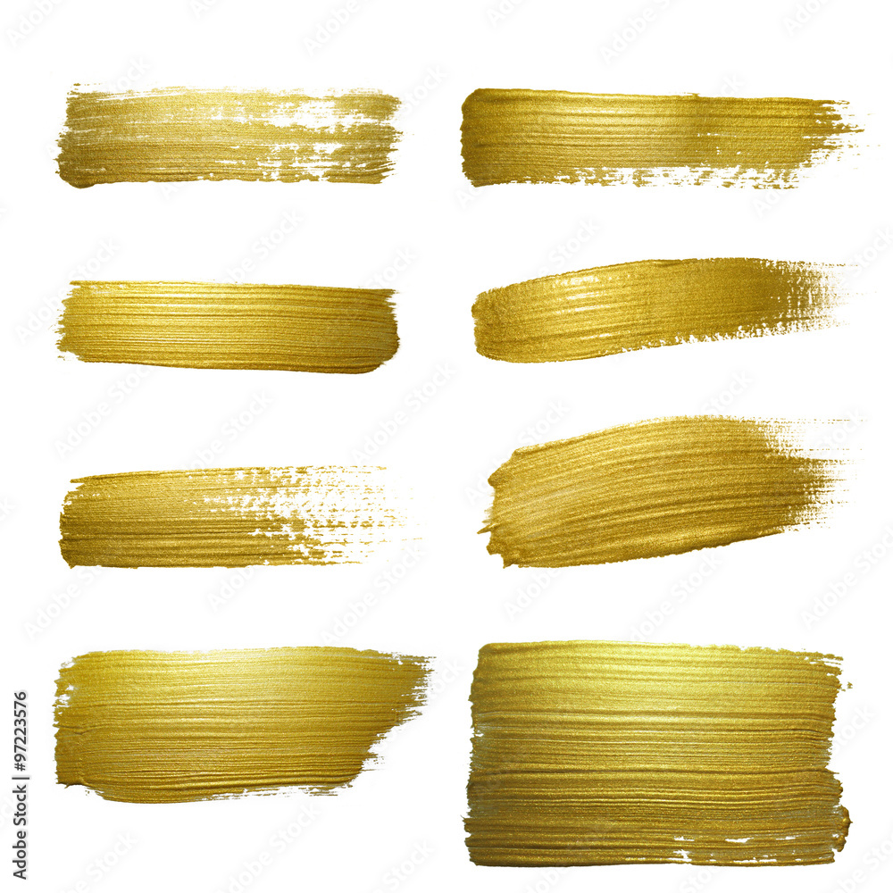 Gold paint smear stroke stain set. Stock Illustration | Adobe Stock