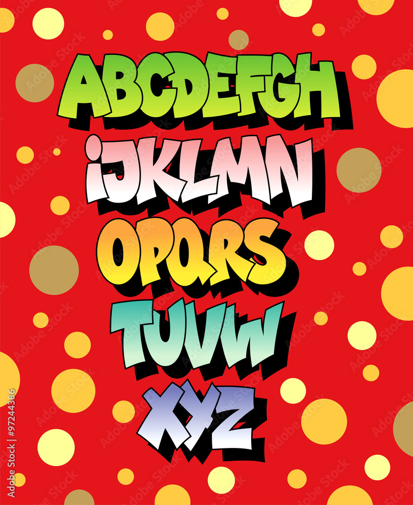 Bright cartoon comic graffiti font. Vector alphabet Stock Vector ...