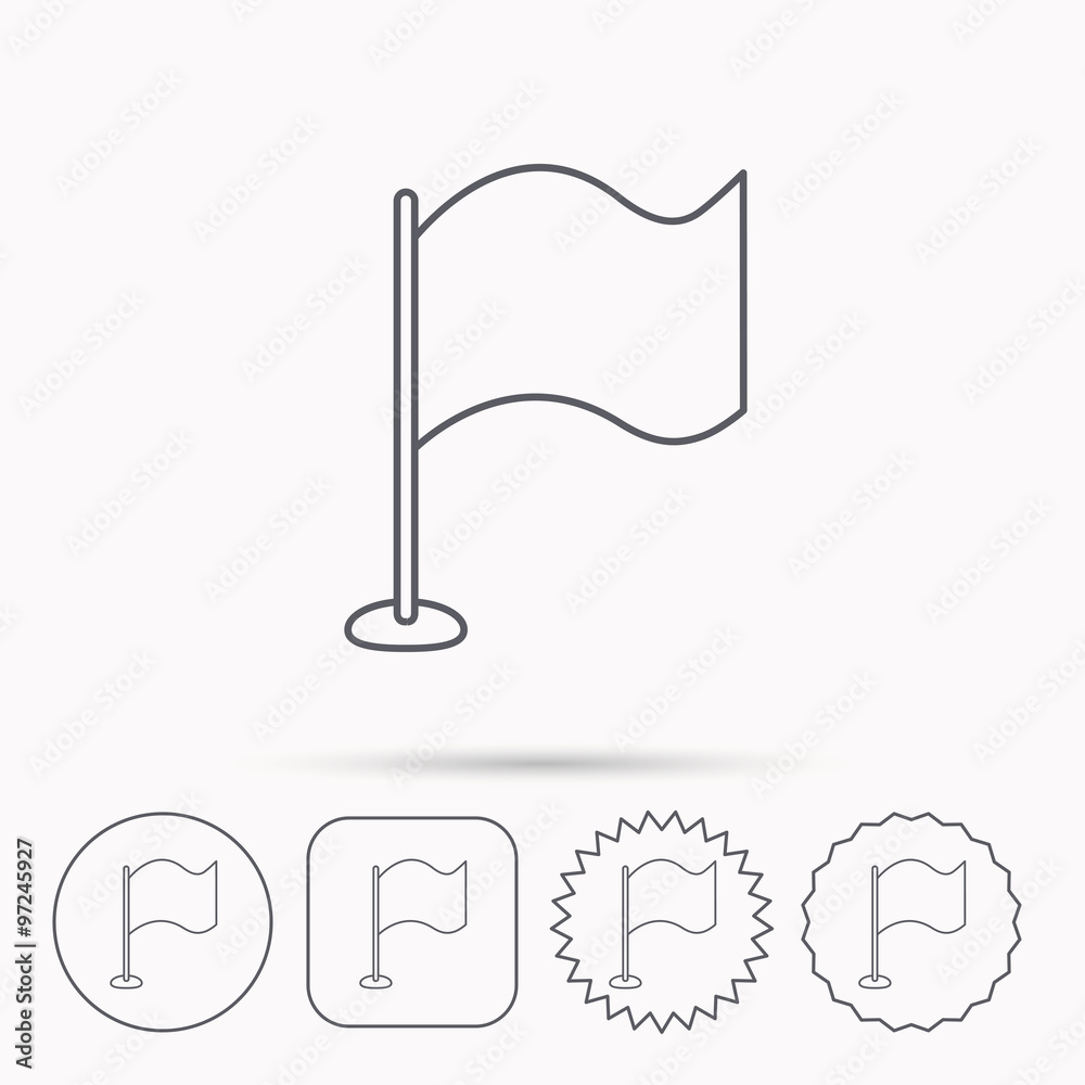 Waving flag icon. Location pointer sign. Stock Vector | Adobe Stock