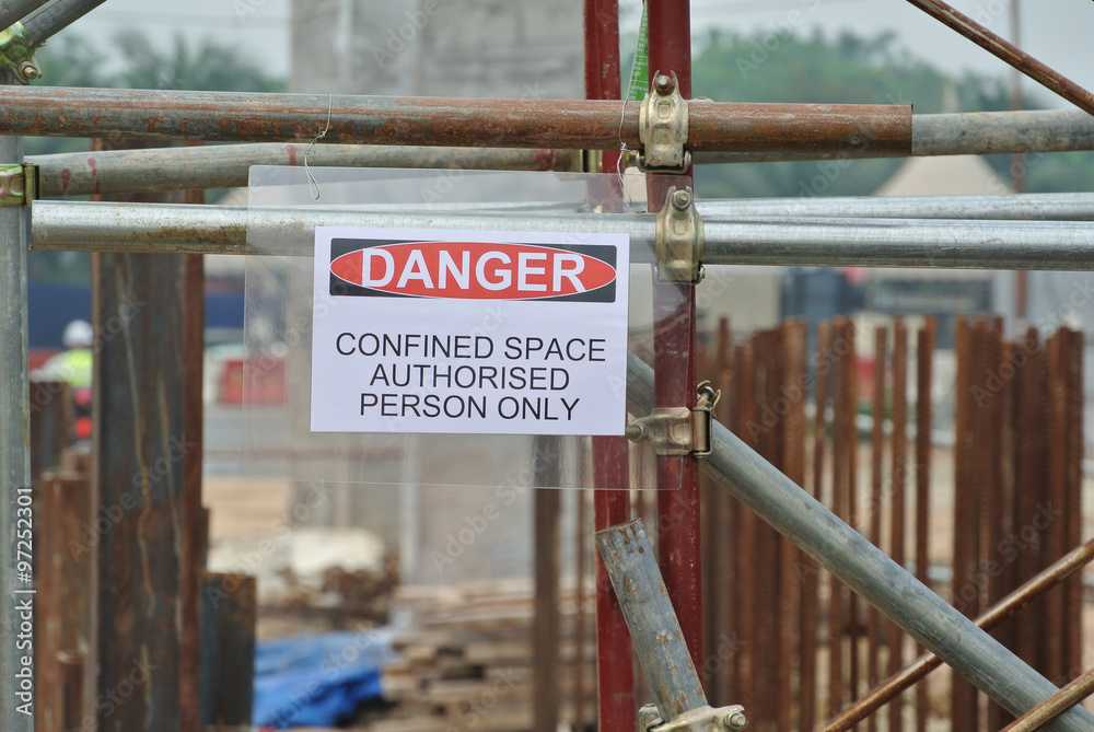 Authorized Personnel Only sign at the construction site. Stock Photo ...