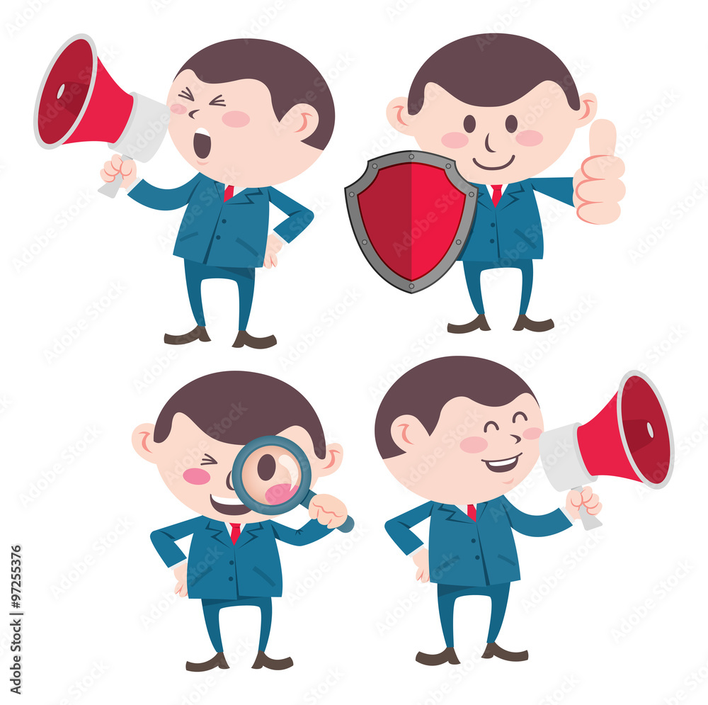 set of cartoon campaign business man concept isolated on white ...