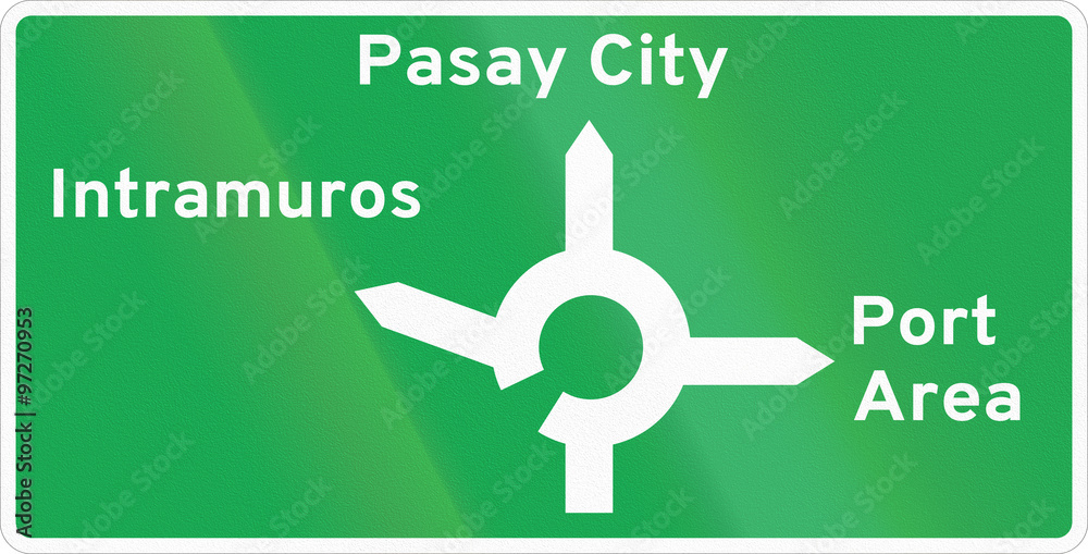 Road sign in the Philippines - Diagrammatic Direction Sign Stock Photo ...