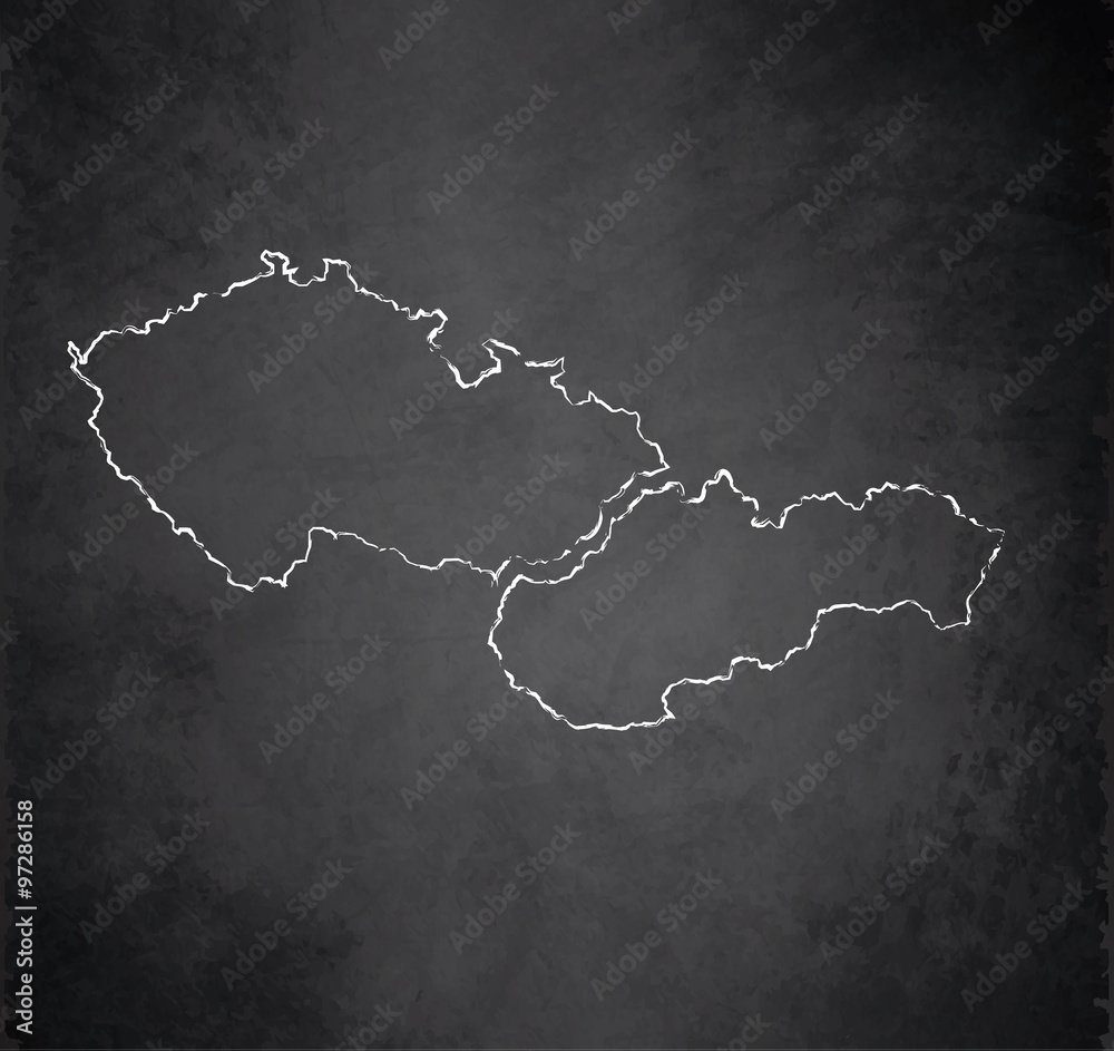 Vetor de Czech Slovakia map blackboard chalkboard vector Czechoslovakia ...