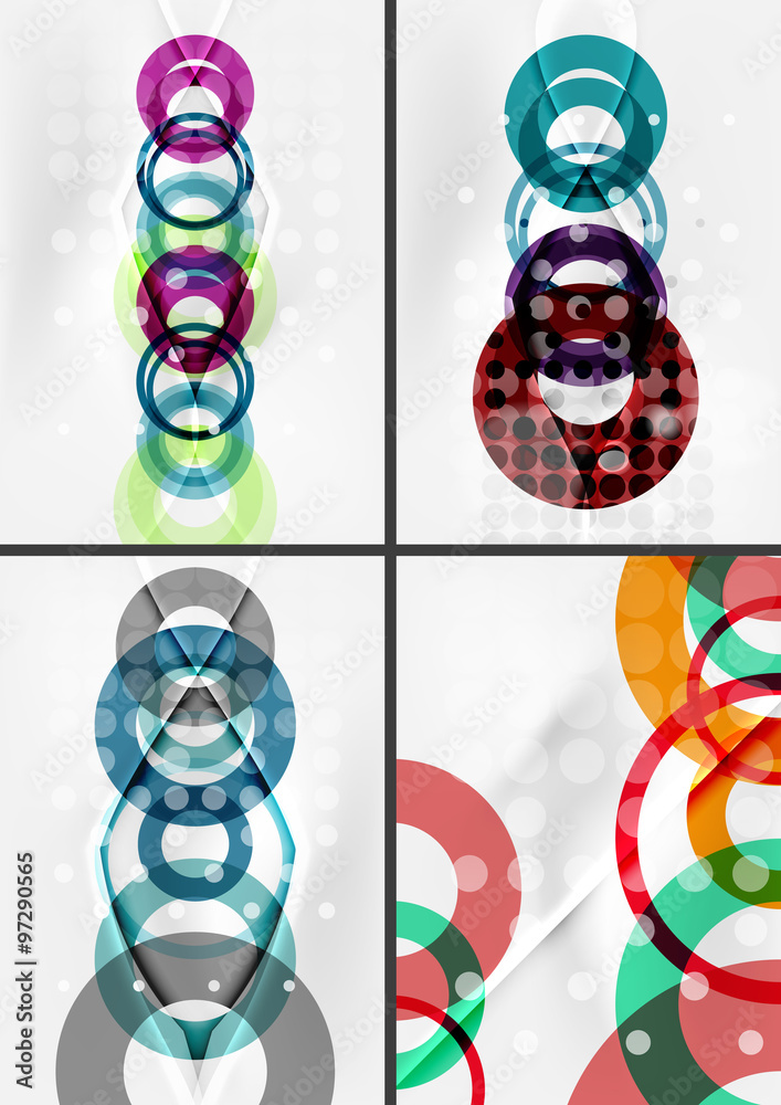 Set of circle shape design abstract backgrounds with light effects and ...