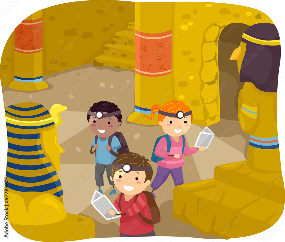 Stickman Kids Pyramid Explorer Stock Vector | Adobe Stock