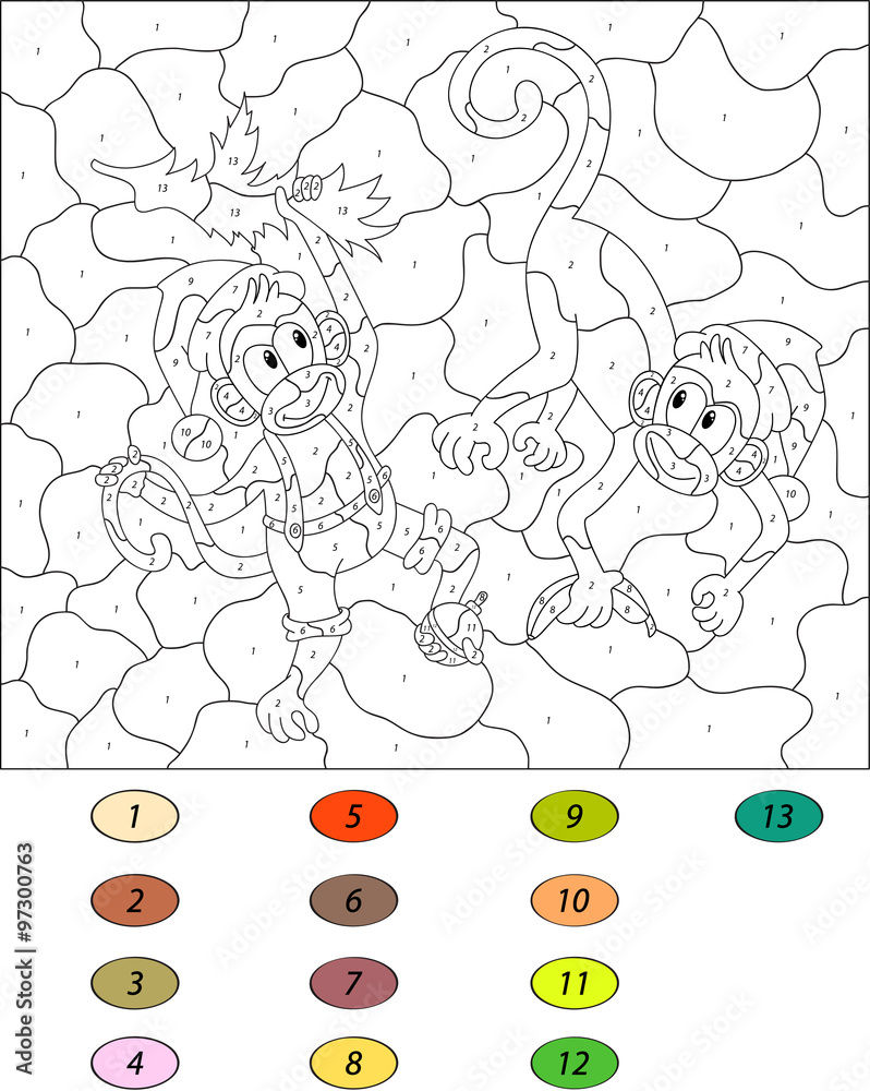 Color by number educational game for kids. Funny cartoon Christm Stock ...