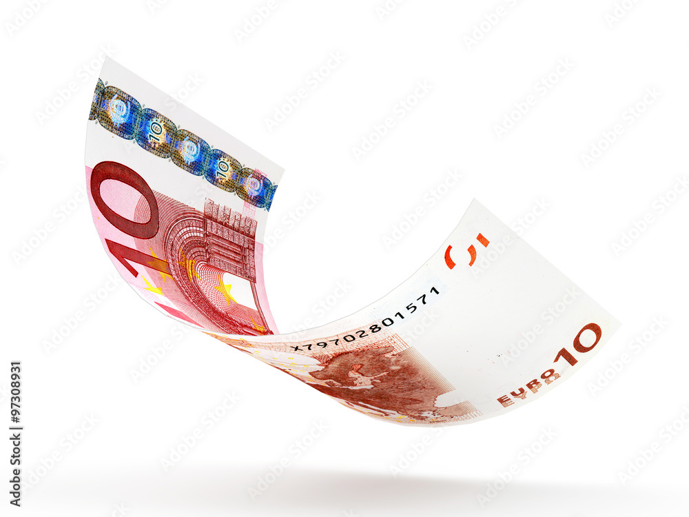 10 Euro banknote curled isolated on white background Stock-Illustration ...
