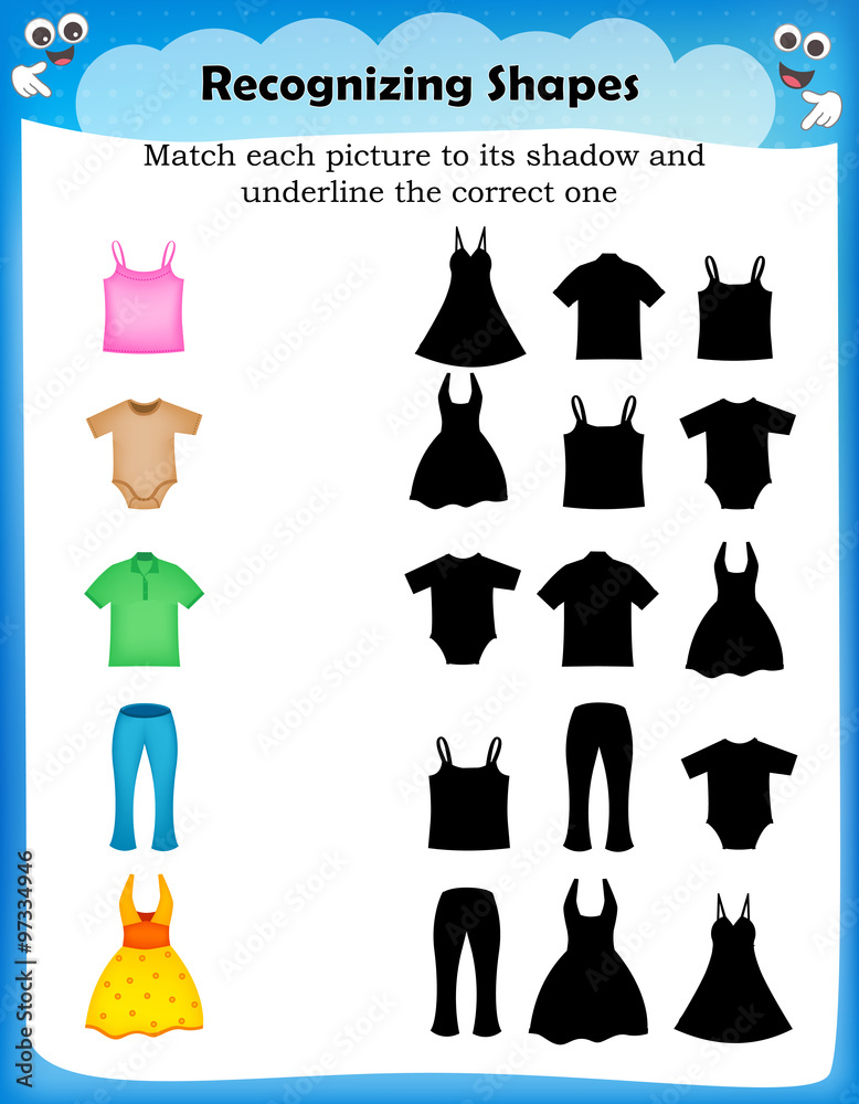 Kids worksheet recognizing shapes Stock Vector | Adobe Stock