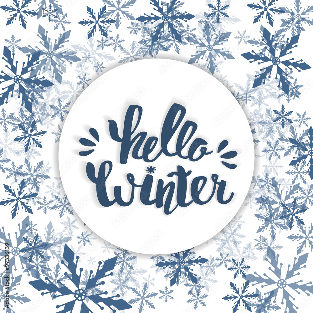 Hello winter text. Vector Brush lettering Hello Winter. Vector card ...
