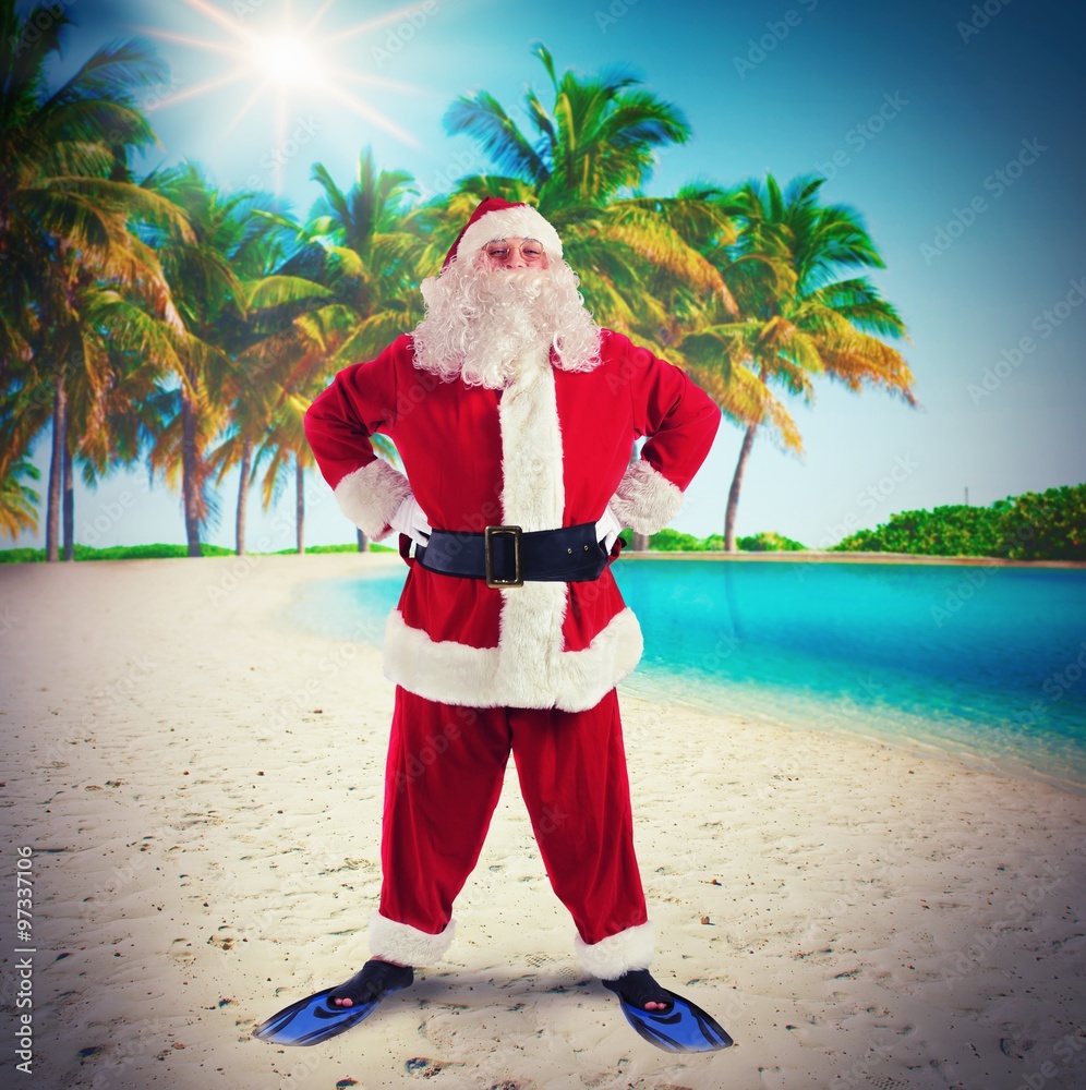 Santa Claus on tropical vacation Stock Photo | Adobe Stock