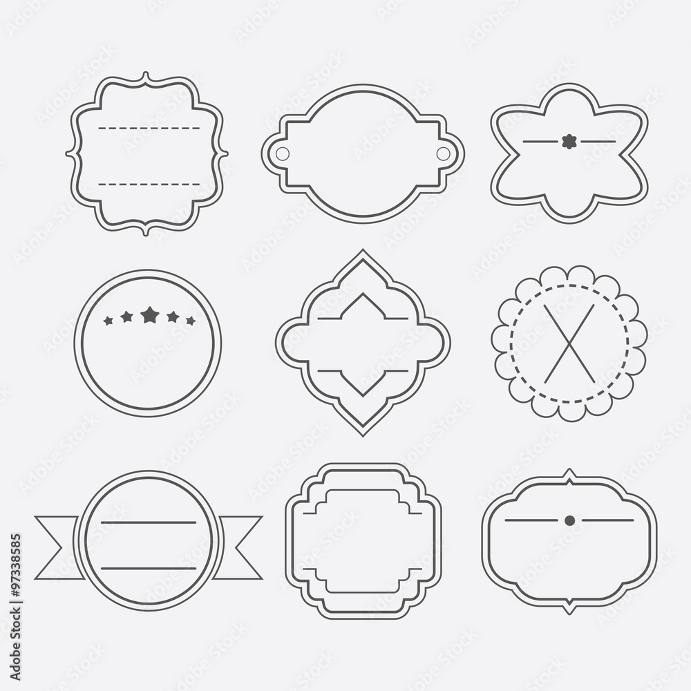 Cute and different stylish black empty outline template emblemss and ...