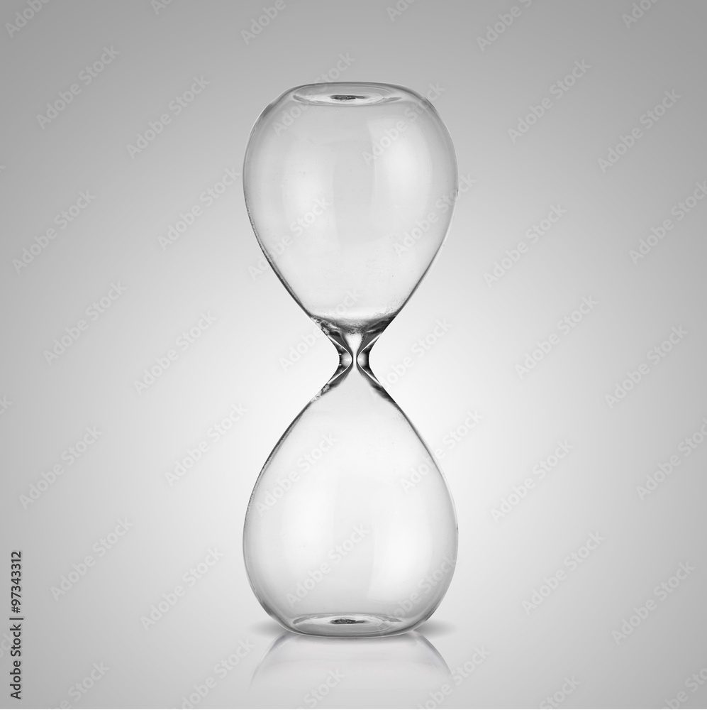 Empty hourglass on gray background Stock Photo | Adobe Stock