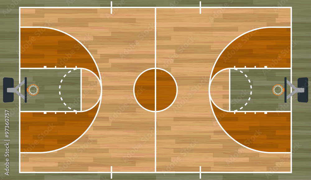 Realistic Basketball Court Illustration Stock Vector | Adobe Stock