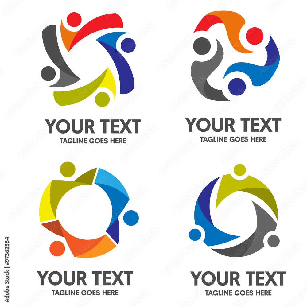 elegant People social community logo set vector Stock Vector | Adobe Stock