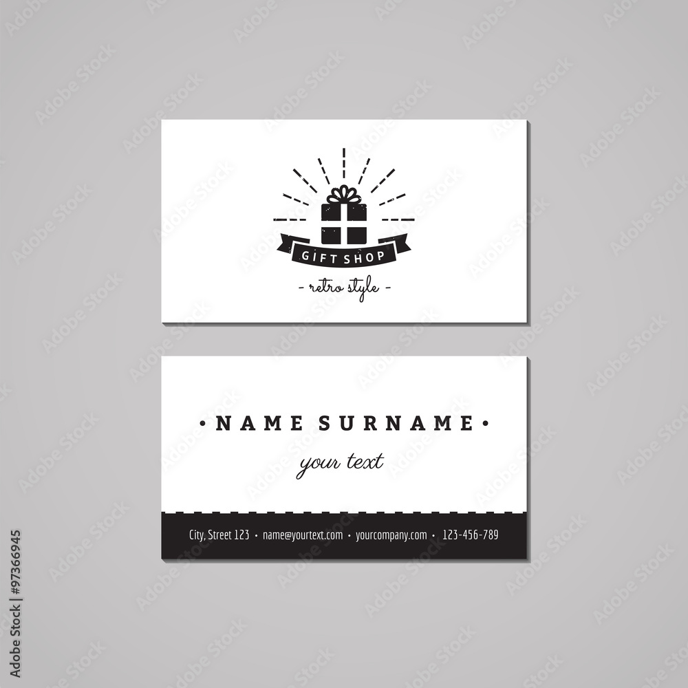 Gift shop and souvenirs business card design concept. Gift shop logo ...