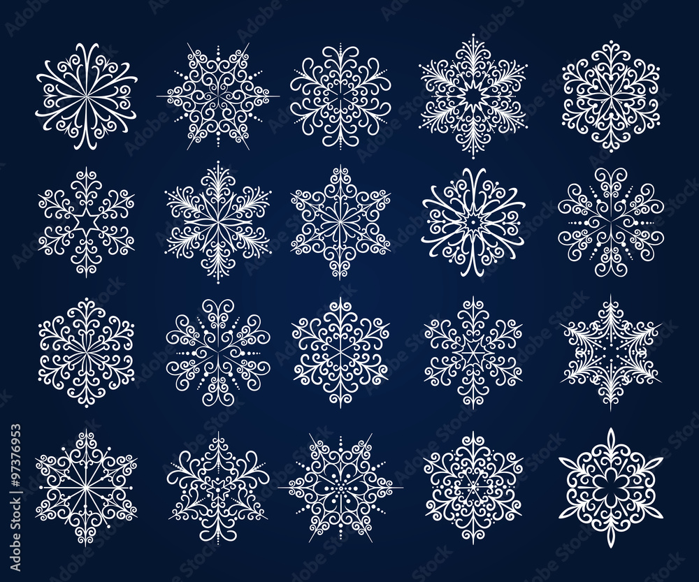 Snowflake Icons Set Stock Vector | Adobe Stock
