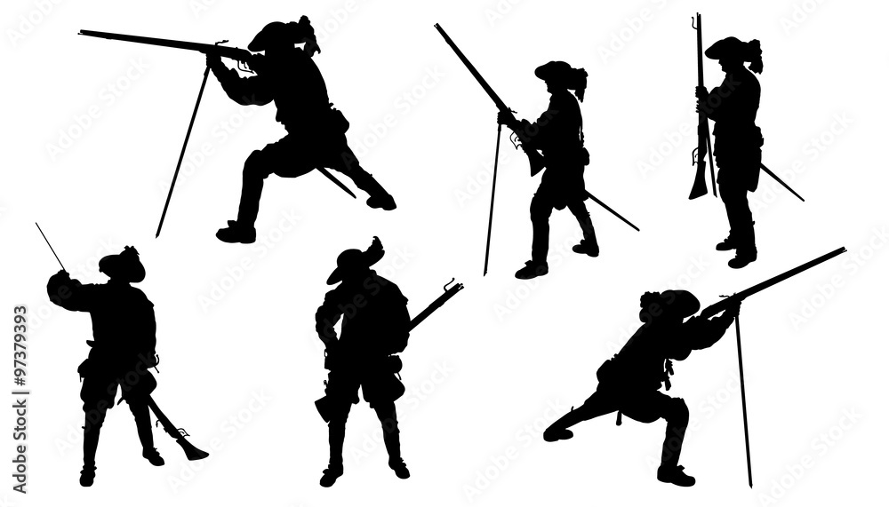musketeer with musket silhouettes Stock Vector | Adobe Stock