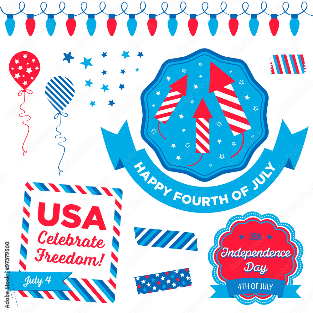 Fourth of July Clip Art Stock Vector | Adobe Stock