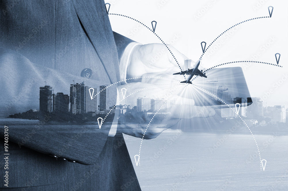 airline airplane flight path travel plans.freight cargo plane in ...