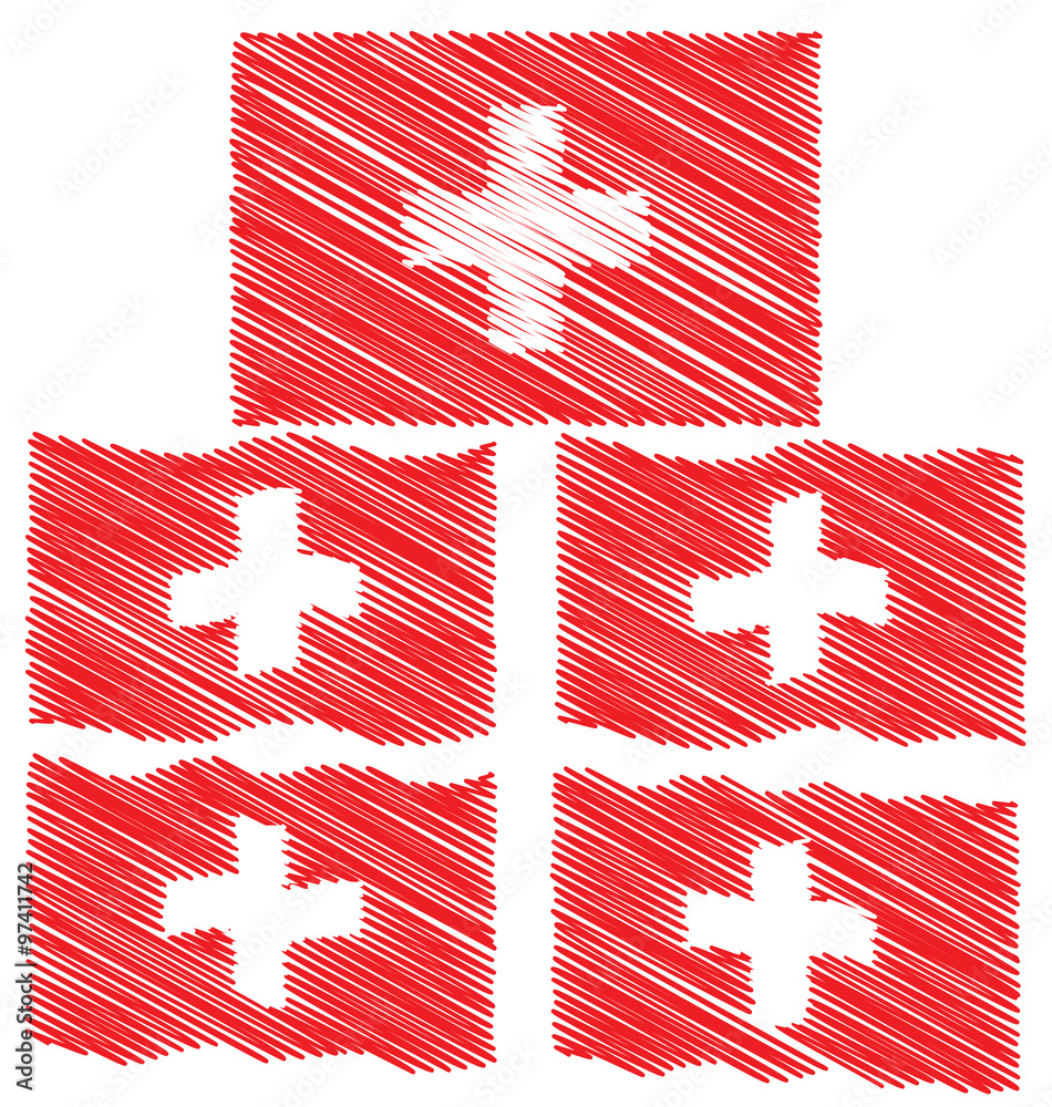 Flat and Waving Hand Draw Sketch Flag of Switzerland Stock Vector ...