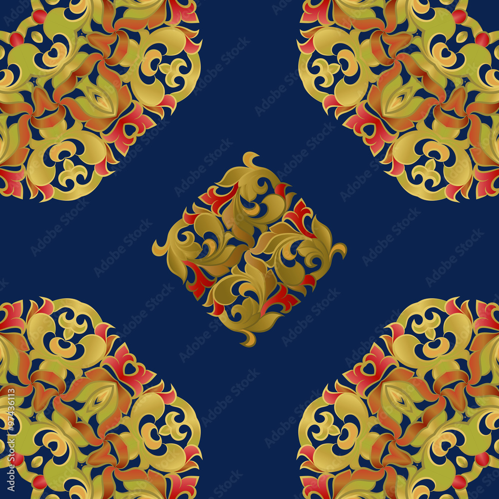 Seamless pattern on a dark blue background Stock Vector | Adobe Stock