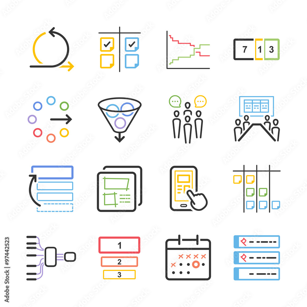 Stock Vector Illustration: Agile icon set Stock Vector | Adobe Stock