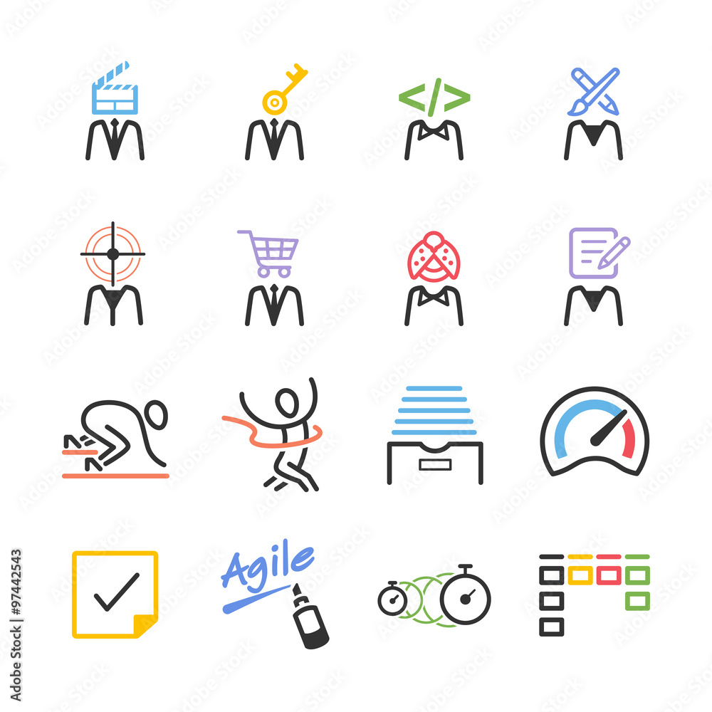 Stock Vector Illustration: Agile team icon set Stock Vector | Adobe Stock