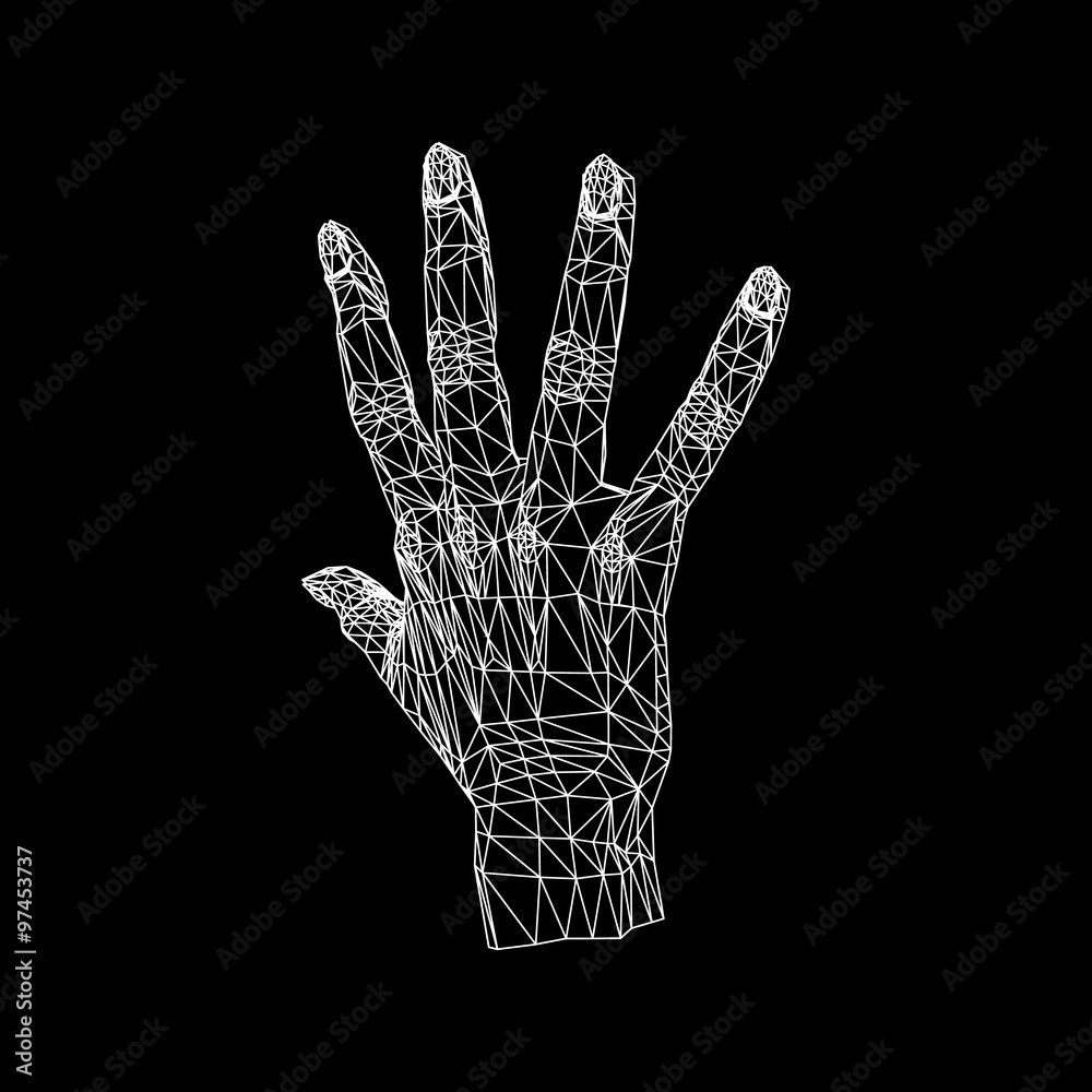 Mesh polygonal background hand of lines. The structural grid of ...