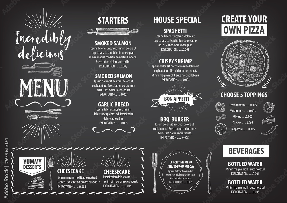 Restaurant cafe menu, template design. Stock Vector | Adobe Stock