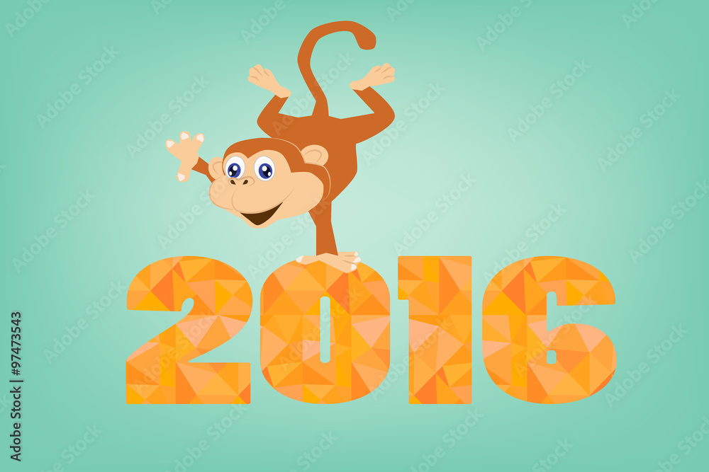 Vector - The year of monkey Chinese symbol calendar in red on figures ...