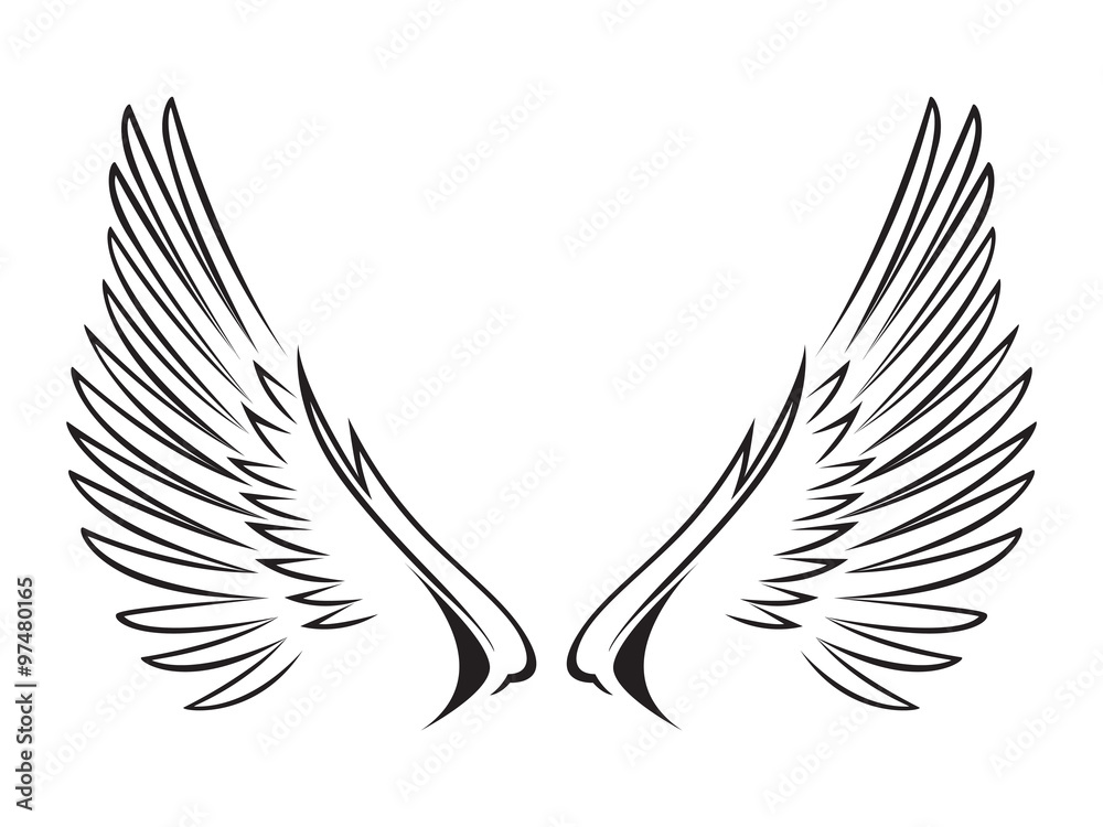 Line Art Of Wings Stock Vector | Adobe Stock
