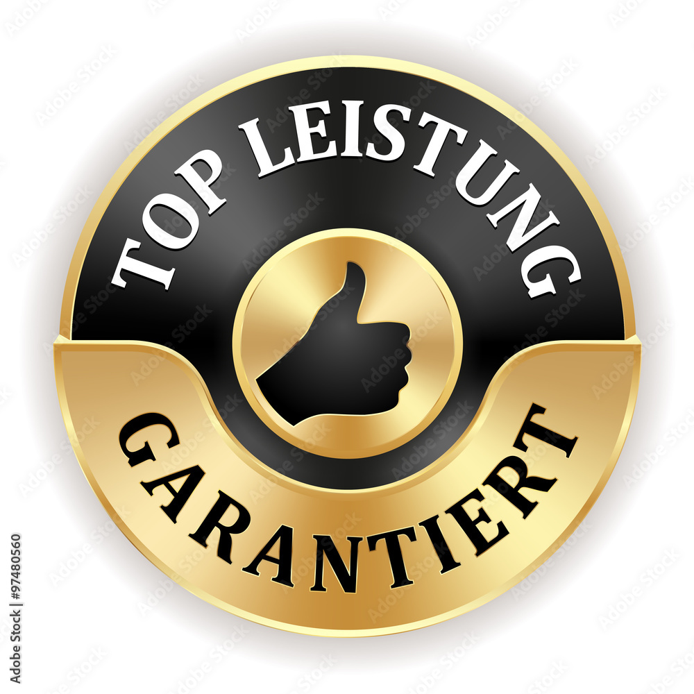 Goldener Top Leistung Siegel mit schwarzem Rand Stock-Vektorgrafik ...