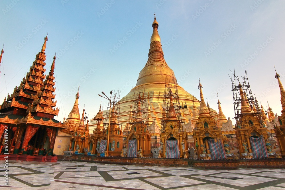 The Shwedagon Pagoda also known as the Great Dagon Pagoda and the Golden Pagoda, is a gilded ...