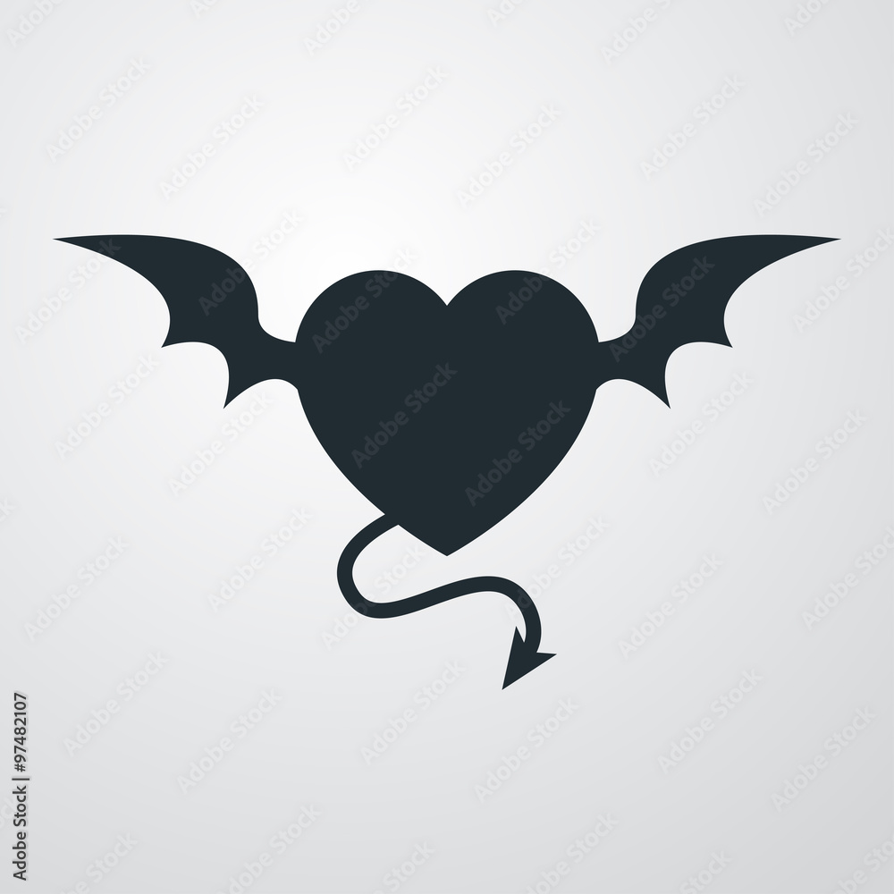 Icono plano corazon diablo sobre fondo degradado #2 Stock Illustration ...